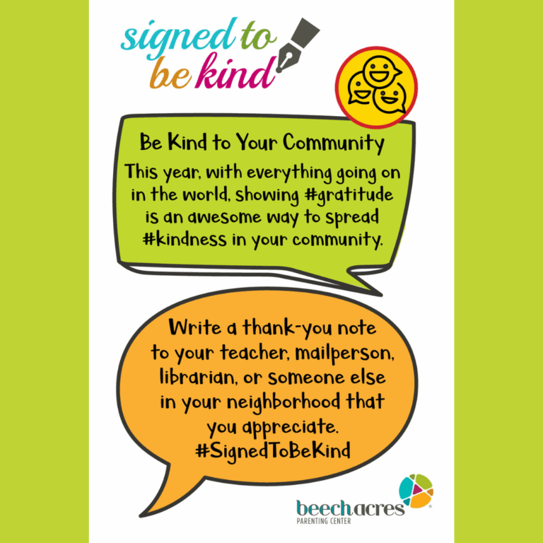Beech Acres Parenting Center Encourages Kindness Through “Signed to be ...